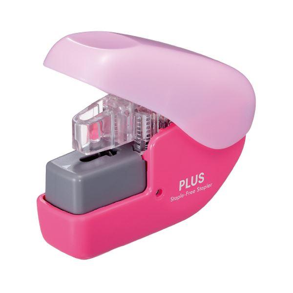 【商品名】 （まとめ） プラス 針なしホッチキスペーパークリンチ ミニ 4枚とじ ピンク SL-104NB 1個 【×10セット】 【ジャンル・特徴】 【針なし】軽とじ!使いやすい!ハンディタイプ。手の小さな女性、子ども、シニアも使えるコン...