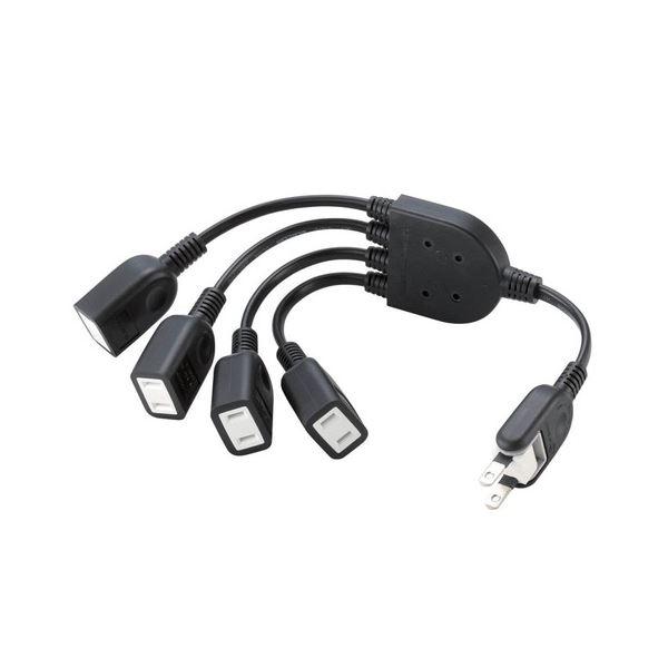 【商品名】 （まとめ）エレコム ACアダプタ用電源延長コード(2Pオス)-(2Pメス×4) ブラック 0.2m T-ADR4BK 1個【×5セット】 【ジャンル・特徴】 ひとつのコンセントに4つのACアダプタを接続するためのケーブル。 [ ...
