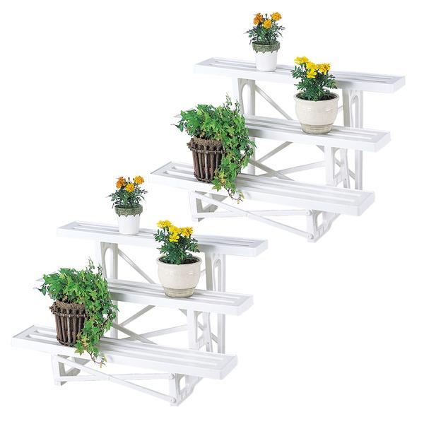 【商品名】 〔2台セット〕 フラワースタンド 約幅90cm ヒナ 3段 900 ホワイト 日本製 園芸用品 ガーデニング用品 プランタースタンド 【ジャンル・特徴】 プランター スタンド フラワー 花 台 ガーデン ラック プランターラック...