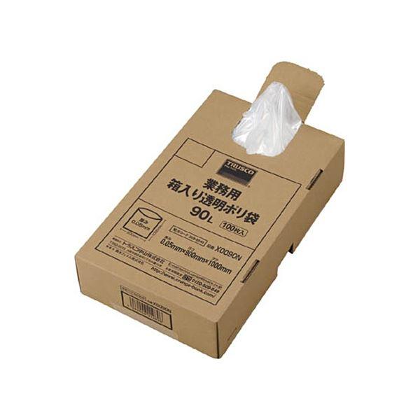 【商品名】 TRUSCO 業務用 箱入透明ポリ袋 90L X0090N 1箱(100枚) 【ジャンル・特徴】 部品などの保管、管理。 [ X0090N ]