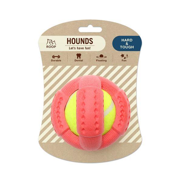 【商品名】 （まとめ）ハウンズ クロスボール レッド【×3セット】 (犬用玩具) 【ジャンル・特徴】 丈夫なゴム系おもちゃにテニスボールがドッキング！