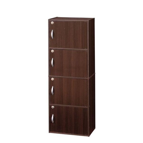 【商品名】 鍵付き4段ボックスR ブラウン 組立式  [ 39423 ]