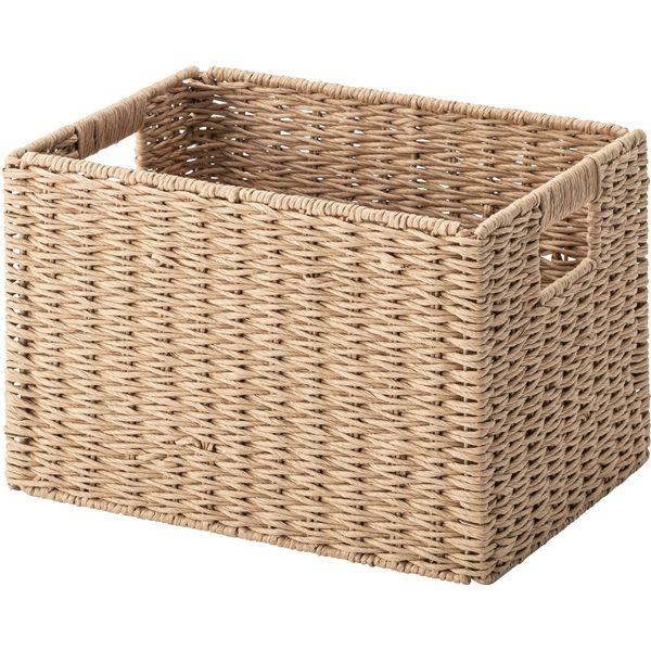 【商品名】 ペーパーコードバスケットL ナチュラル （約W37×D26×H24cm） 組立式  [ SLY-607L ]