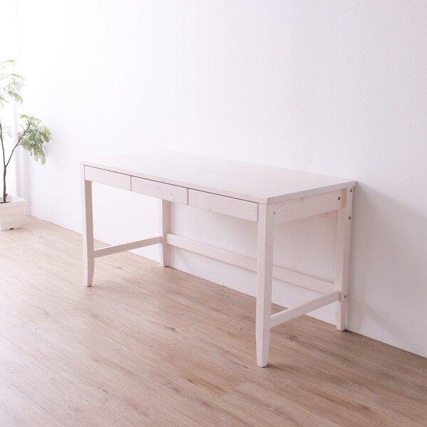 【商品名】 北欧風 パソコンデスク/学習机 【幅140×奥行60cm ホワイト】 木製 パイン材 フェルト付き 〔リビング 勉強部屋〕 組立品 【ジャンル・特徴】 カントリー風のおしゃれな天然木 勉強机 PCデスク ワークデスク [ DE-...