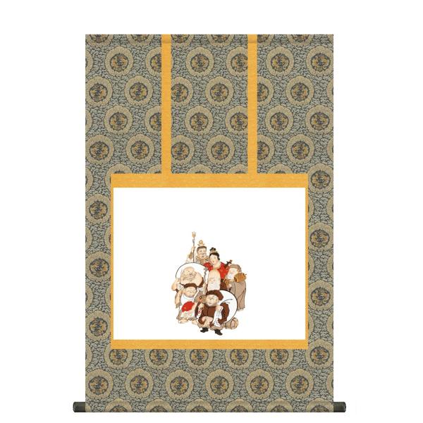 サイズ・軸サイズ：幅52.5×高さ約80cm仕様・本紙：特性布地　軸先：合成樹脂 紙箱収納 　ミニ掛軸タイプ受注生産品一日で回り終えることで、手軽な霊場巡拝として人気の七福神巡り。様々な七福神巡りをされてもお手軽価格で安心の「納経集印軸」です。