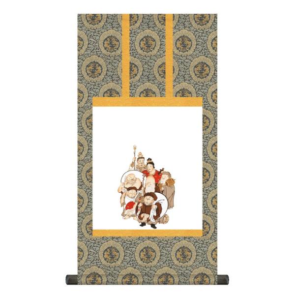 サイズ・軸サイズ：幅31×高さ約60cm仕様・本紙：特性布地　軸先：合成樹脂 紙箱収納 　色紙掛軸タイプ受注生産品一日で回り終えることで、手軽な霊場巡拝として人気の七福神巡り。様々な七福神巡りをされてもお手軽価格で安心の「納経集印軸」です。