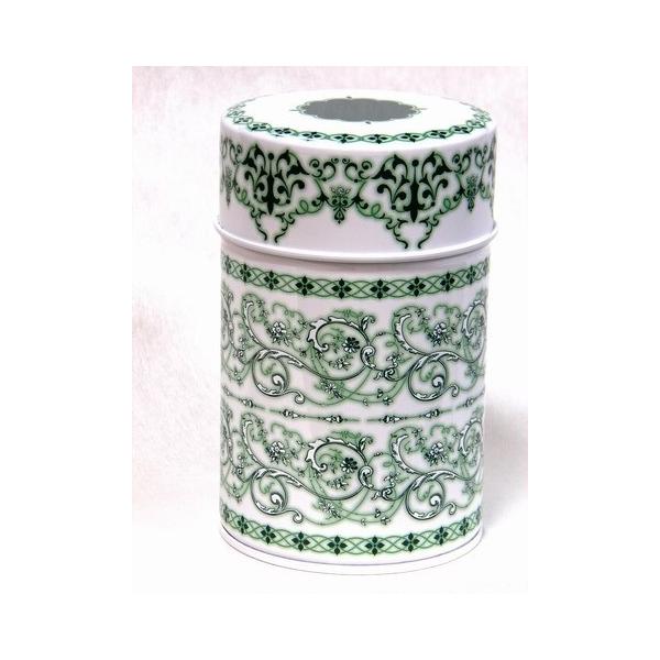 茶葉　１００ｇ入りますサイズ　直径７４ｍｍ×高さ１２０ｍｍ素敵な茶葉保存缶です　思わずさわりたくなるデザインです金属素材で出来ていますが、見た目は陶器のような感覚触ったときにも滑らかな感触を感じることが出来ます