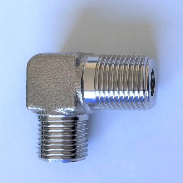 ★形状エルボタイプアダプタ★材質ステンレス製　★接続ネジ種類R×G★管接続口径R3/4×G3/4★圧力38MPa★用途油圧機器、油圧配管、水配管他に接続