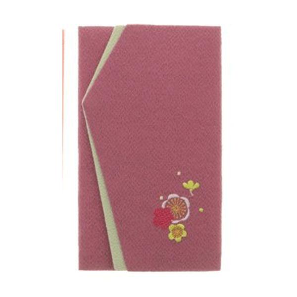 梅の花の刺繍がアクセントのちりめんふくさです。色鮮やかな２色使いが綺麗で上品なポケットタイプのふくさです。金封を包む手間がいらず、持ち運びの時に型崩れすることがなく、扱いやすいです。寸法：12×20cm材質：レーヨン　100％紙箱入（13....
