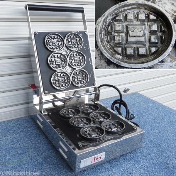 送料無料 ◆ サンテック ワッフルメーカー 6個取 ◆ 楕円 王冠 焼成サイズ 幅70×奥行60mm 2017年製 電気式 ベーカー◆メーカー：株式会社サンテックコーポレーション◆商品名：ワッフルベーカー◆年式：2017年◆サンテックのワッ...