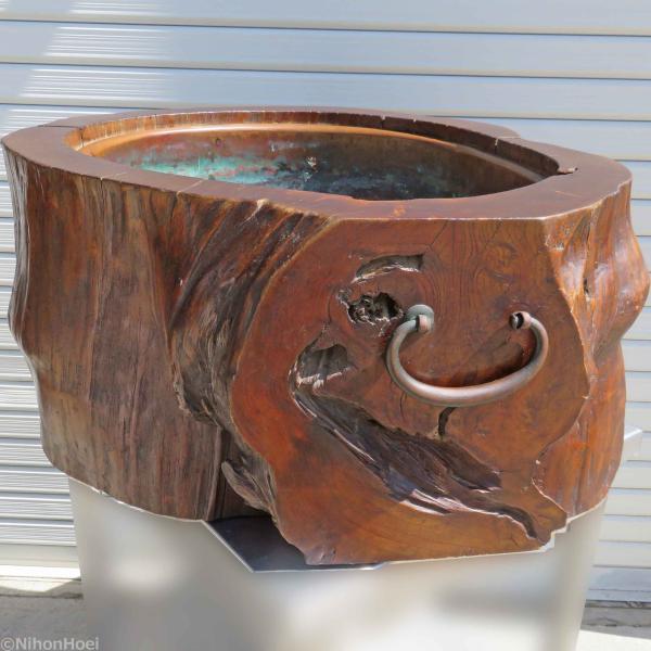 大型 火鉢 くり抜き 天然木 ◆ 幅720×奥行610×高さ305mm 囲炉裏 古民具 切り株 木製 テーブル インテリア レトロ◆外形寸法：幅720×奥行610×高さ305（mm）◆内径寸法：幅520×奥行450×高さ205（mm）◆美し...