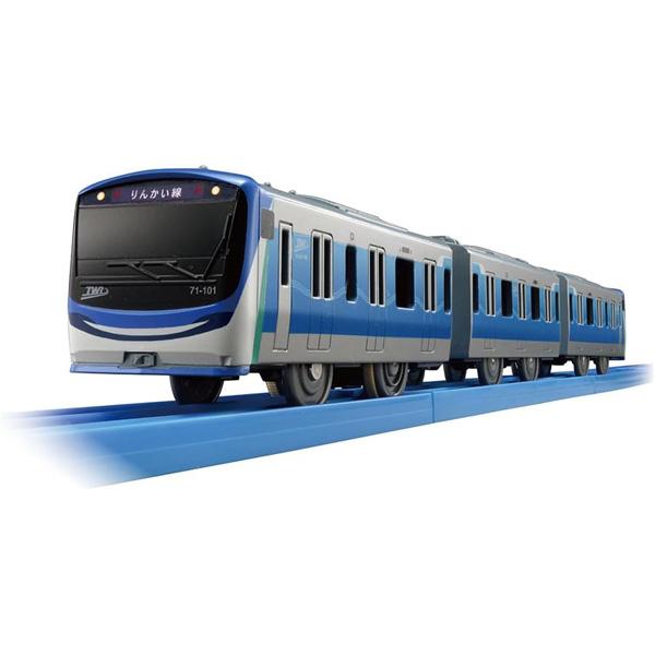 ２０２５年１０月に営業運転が開始されたりんかい線７１−０００形がプラレールに登場です。 前面は７０−０００形の丸みのある面影を残しつつ、親しみを感じさせる微笑みのデザインになっています。 側面カラーは東京湾の水辺をイメージしたエメラルドブル...