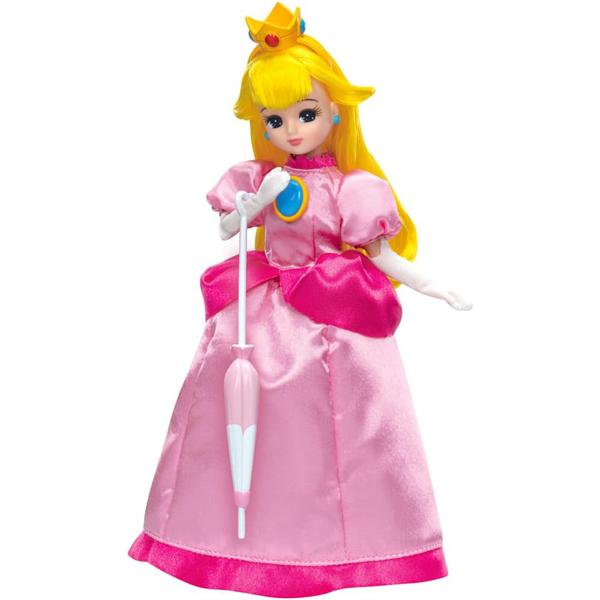「スーパーマリオ」のピーチ姫のコスチュームを着たリカちゃんが登場！黄金色のロングヘアに、ピンクのドレスと手袋を合わせたピーチ姫コーデのリカちゃんです。冠カチューシャやドレスのブローチ、閉じた傘が付属し、どれもピーチ姫とお揃いのデザインです。...