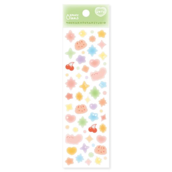 韓国の人気雑貨ブランド、HOOKKA HOOKKA STUDIO（ふかふかスタジオ）のシールです。水彩絵具をぽとりと落としたみたいな淡い色に、ぷっくりとした可愛い形、キラキラしたラメが入っています。防水素材で色々なところに貼って楽しめます。...