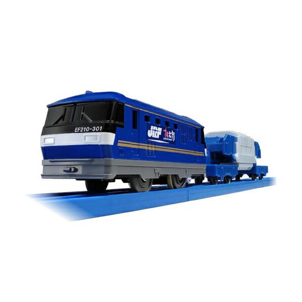 プラレール車両編成シリーズ！S-26 EF210桃太郎(300形)デザインのリニューアル車両です。車両は２両編成で連結切り離しが出来ます。先頭車が動力車で２スピード。スイッチをオフにすると手で転がして遊べます。※レールは別売りです。発売日：...