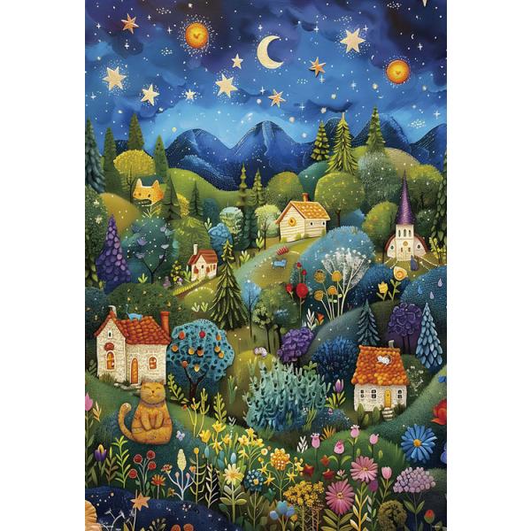 【発売日：2025年11月14日】商品名：星降る夜の子守唄 〜猫たちが見守る花咲く村〜サイズ：49×72cm品　番：BEV-1000-132ピース数：1000メーカー：ビバリー補　足：【ジグソーパズル】【イラスト】【Nakata】【2025...