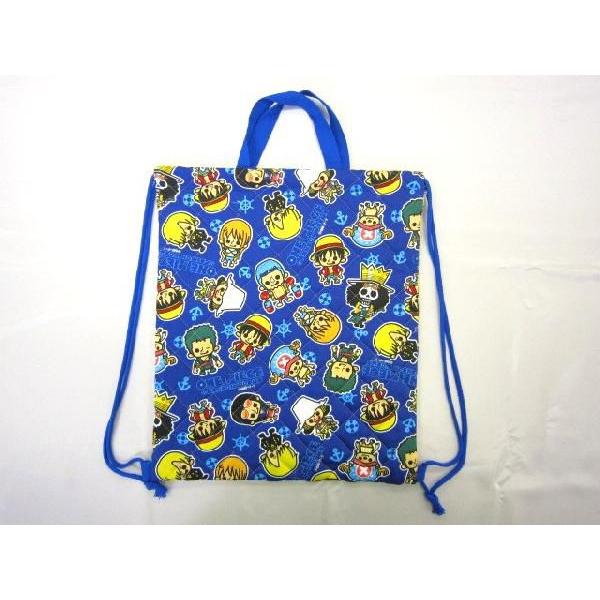 ワンピース（ONE PIECE）パンソンワークスのキルトナップサック！保育園・幼稚園・小学校の必需品！リュックサックとしても、バッグとしても使えて便利♪＜詳細＞★サイズ：約　40ｃｍ×33ｃｍ★素　材：本体：綿100％※お名前欄アリ！