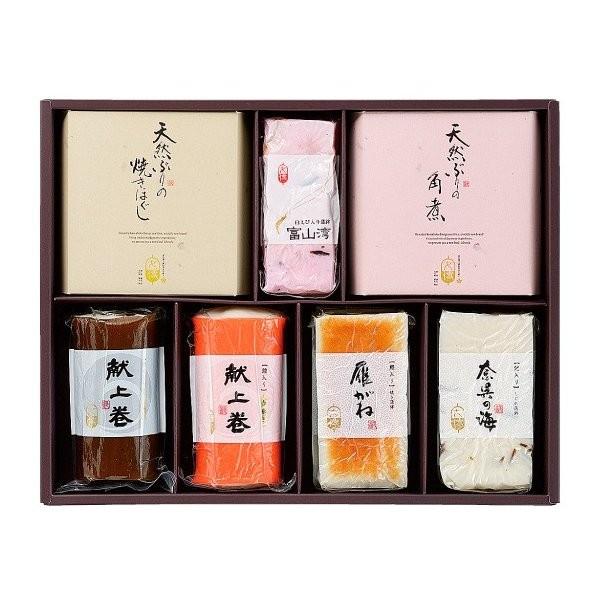本体価格：4,412円内容量：天然ぶり角煮×1、天然ぶり焼きほぐし×1、富山湾110g×1、献上巻135g×2(昆布×1、赤×1)、奈呉の海(しぐれ)135g×1、雁かね(焼きかまぼこ)135g×1賞味期限：冷蔵30日※クール便（冷蔵）［O...