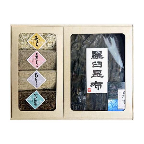 本体価格：3,000円内容量：羅臼昆布75g、おぼろ昆布14g、上黒とろろ40g、白とろろ28g、ソフト昆布45gアレルギー表示：小麦、ゼラチン賞味期限：300日［RS-30］