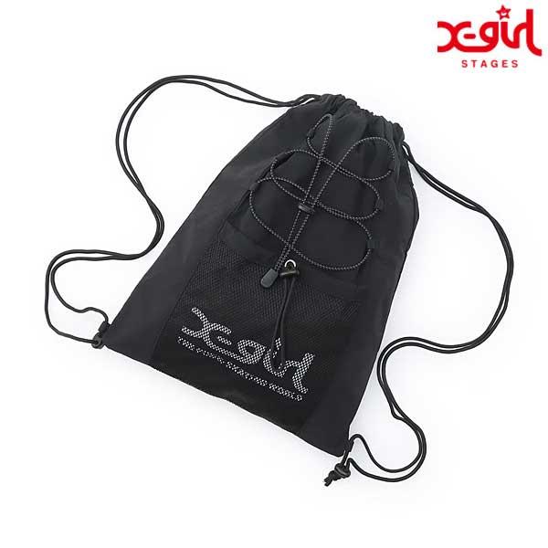 X-girl Stages　エックスガール ステージス　ロゴ メッシュナップサック　キッズ用　2026-02　9261402