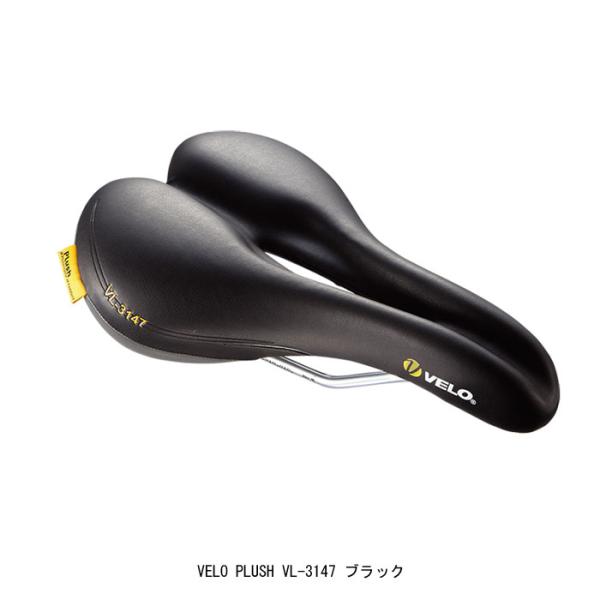 【店頭受取（送料無料）可能商品】VELO VL-3147 PLUSH 男女共用コンフォート用スポーツサドル　ブラックゆったりとした幅広ベースに、フロントからバックまで伸びた溝＆センターホールで不快な圧迫を積極的に軽減するデザイン。サイズ:2...