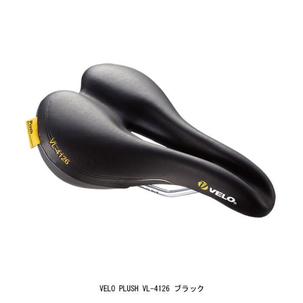 【店頭受取（送料無料）可能商品】VELO VL-4126 PLUSH 女性向けコンフォート用スポーツサドル　ブラックゆったりとした幅広ベースに、フロントからバックまで伸びた溝＆センターホールで不快な圧迫を積極的に軽減するデザイン。サイズ、形...