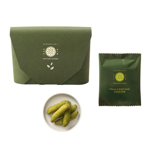 宇治抹茶香るチョコinかきたね。宇治抹茶とチョコの苦さと甘さのバランスをとりつつも、宇治抹茶の味わいをしっかりと感じていただける贅沢な一品です。内容量／40g（5袋）商品サイズ（mm）（縦・横・高さ）／100×150×50特定原材料等／小麦...