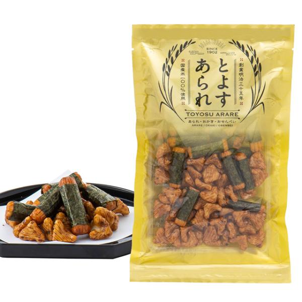 一口サイズで甘味のある醤油味の海苔巻きと、七味をきかせたやっこ型あられをミックスしました。ほんのり甘みのあるだし醤油と風味豊かな七味とのコンビネーションが絶妙です。内容量／65g商品サイズ（mm）（縦・横・高さ）／260×170×30特定原...
