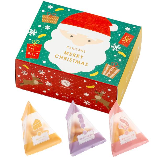 ミックスパックのフレーバーは辛味のないものを詰合せしました。お子様や辛味の苦手な方へのお土産にもおすすめです。期間限定のクリスマスBOXにセットしました。内容量／70g（10袋）商品サイズ（mm）（縦・横・高さ）／140×180×80特定原...