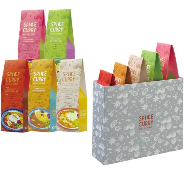 スパイスを極めた カレーせんべいをオリジナルセット箱にお詰めしました！本格的な味わいやスパイシー感をお楽しみいただけるバラエティ豊かなラインナップは、食べやすいひとくちサイズで個包装。内容量／33g×5個商品サイズ（mm）（縦・横・高さ）／...