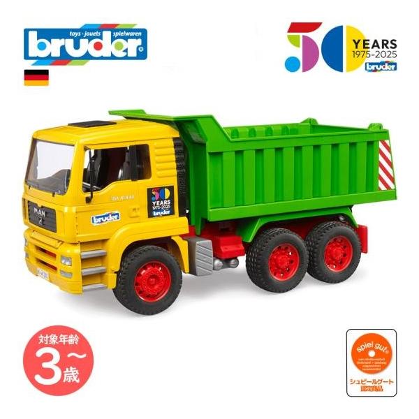 【ブルーダー50周年記念モデル 限定商品】■商品説明：このトラックは、定評と実績のあるMAN TGAをベースにしています。操縦席を傾け、エンジンブロックを見ることができます。水タンクに設置された手動クランクを使い、近代的なトラックミキサード...