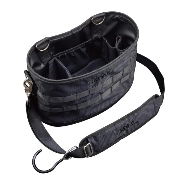 ■バリエーション：ブラック,M(限定カラー)■メーカー：ベッセル(VESSEL)・サイズ：330×150×230・重量：763g・付属品：フック、仕切り板、ショルダーベルト・原産国：中国・電気工事や内装工事の資材搬送や工具持ち運びに【用途】...