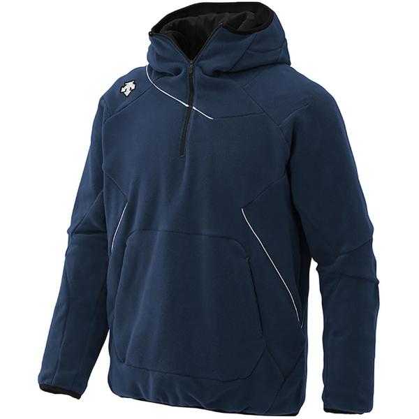 ■バリエーション：_,Dネイビー×シルバー,130■メーカー：DESCENTE(デサント)・素材:身頃/DSウォームブラッシュニット2(ポリエステル100%)・機能:防風、保湿・原産国:ベトナムハーフジップスタイルのフリースフーディージャケ...
