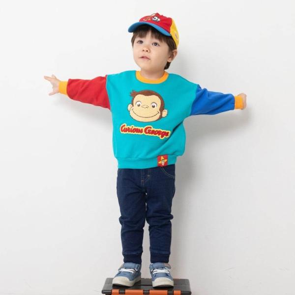 #0000Univerasal0829,#20251201001,#00003624,#20251225001 【Universal × chimajiro0730さん】 おさるのジョージ 配色トレーナー裏毛素材のジョージ袖配色トレーナーで...