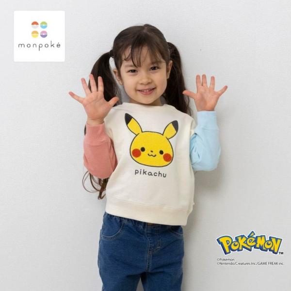 ポケモン公式ブランド『monpoke（モンポケ）』から「monpoke collection」 を展開！「monpoke」の長袖トレーナーです♪毎シーズン大人気！おしゃれなラグラン袖バイカラーデザイン☆たくさん着回しできる裏毛素材に、ピカチ...