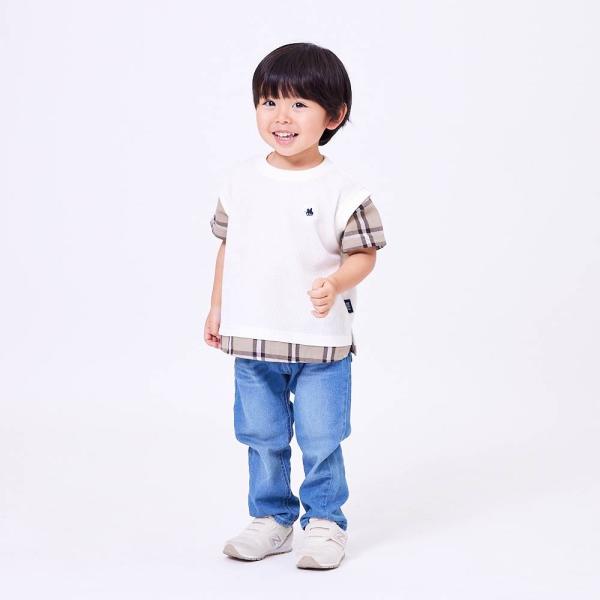 ,#000444,#00003870,#00003935,#00003946 レイヤード風が可愛いフェイクTシャツ＜サイズ＞80cm：身丈33cm 身幅35cm 肩幅27cm 袖丈10cm90cm：身丈36cm 身幅36cm 肩幅28cm ...