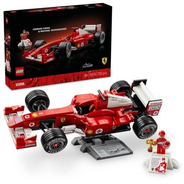 ・ 大人向けのF1モデルカーキット - 大人のF1ファンやグッズコレクターへ贈る、レゴ(R)アイコン Ferrari F2004 ＆ ミハエル・シューマッハ（11375）・セット内容 - Ferrari F2004レプリカモデルの組み立てに...