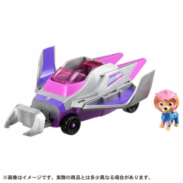 海がテーマの「アクア パウ・パトロール」より、スカイのベーシックビークル「アクアマンタ」が登場です。スカイを運転席に乗せて窓を閉めると、ヒレが回転するよ！クチヒレが動くよ！ギミック付きビークルとフィギュアのセット！