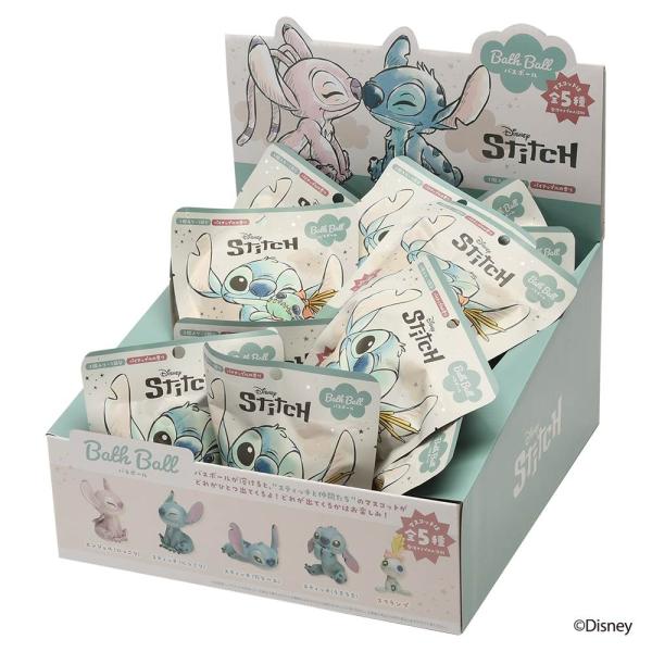 発砲タイプのマスコット入り入浴料　パイナップルの香り●マスコットは全部で5種（※種類は選べません）・エンジェル（にっこり）・スティッチ（にっこり）・スティッチ（だらん）・スティッチ（うきうき）・スクランプ