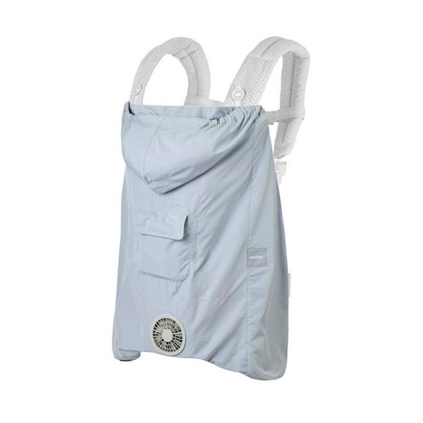 涼しく快適な抱っこが叶う！ベビーケープに付いた小型ファンで、ケープの中に外気を取り入れ、体の表面に大量の風を流すことにより、汗を気化させます。常に涼しく快適な状態を保つ、着けているほうが涼しいケープです。