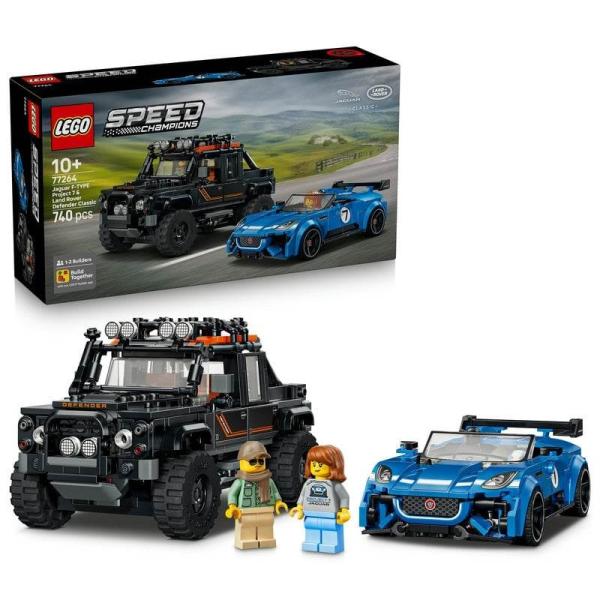 ・ ツインセット - レゴ(R)スピードチャンピオン Jaguar Project 7 ＆ Land Rover Defender（77264）でイギリス車を代表する自動車2台を組み立てよう・ ドライバーミニフィギュア2体 - ジャガーには...