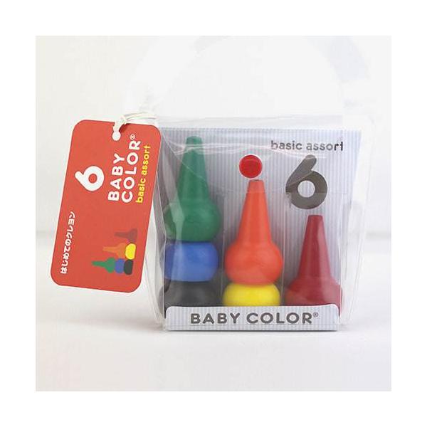 , 安全で、持ちやすく、折れにくく、汚れにくい、こどもがはじめて使うクレヨン。ベビーコロールは永年の研究から開発された独特の形と折れにくく、汚れにくい形が特長のクレヨンです。