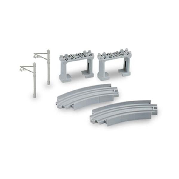 ,#00003711 プラレールで高架レイアウトをつくれます。＜セット内容＞レール×2、ブロック橋脚(グレー)×2、架線柱×2