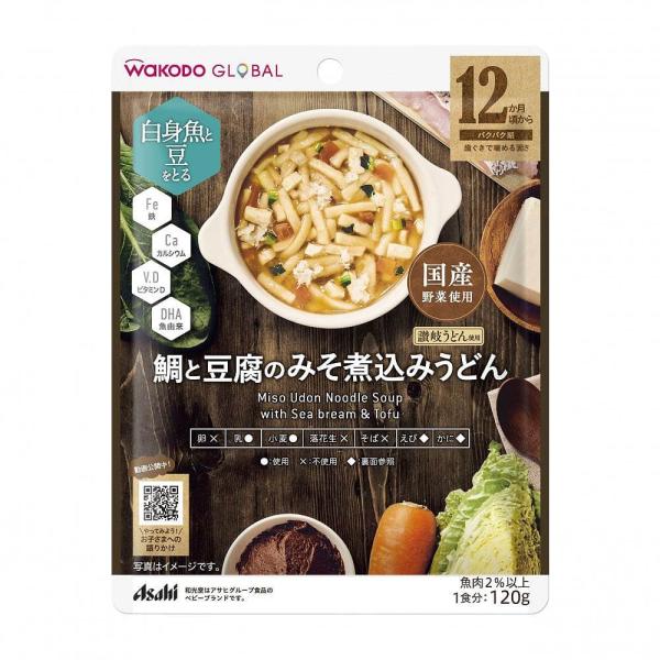 ,#00003200 食べやすくフレーク状にした鯛と豆腐、3種の野菜が入ったみそ煮込みうどんです。食べやすく切った讃岐うどんを使用しています。