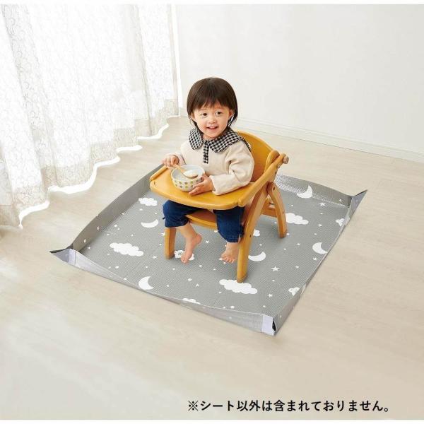 , ＜本体サイズ＞90×90ｃｍ＜本体重量＞約56ｇ＜素材＞ポリプロピレン、ポリエチレン＜組み立て＞なし＜耐荷重量＞なし食べこぼしてももう安心。スナップボタンをとめるだけでトレイのように大変身。