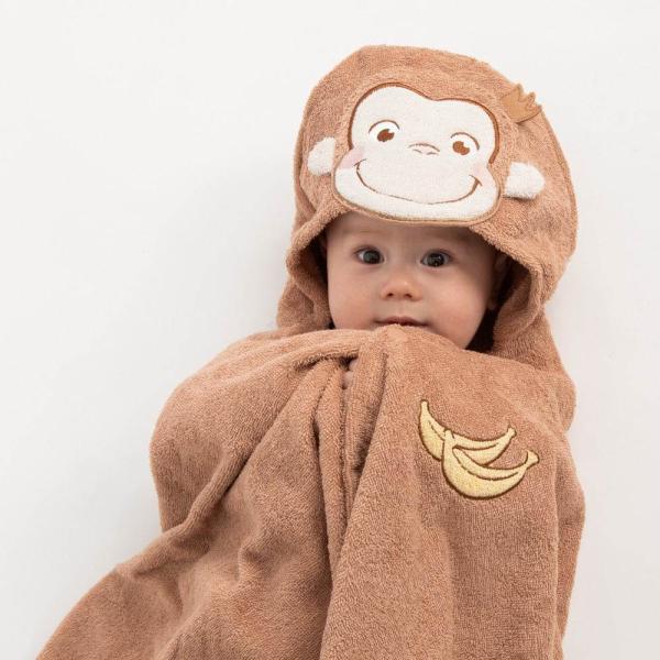 ,,,,#00003517 おさるのジョージの顔がフード部分についているので、お風呂上りのぬれた頭を可愛いフードがすっぽり包んでくれます。タオル素材なので水分を吸収してくれます。