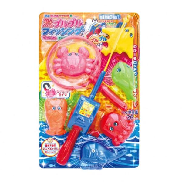 魚釣りゲーム！のびーるロッドで魚をゲット。マグネットタイプなのでお子様も安心。リールをまくと竿がブルブル震えるよ！！