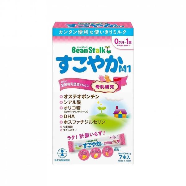 ,,, ビーンスターク　すこやかＭ１　スティック（7本入り）お出かけや粉ミルクをちょっと足したいときに便利「ビーンスタークすこやかＭ１　スティック」1本で100mlのミルクができる個包装タイプの粉ミルクです。お出かけ、離乳食作りなどにも便利です。