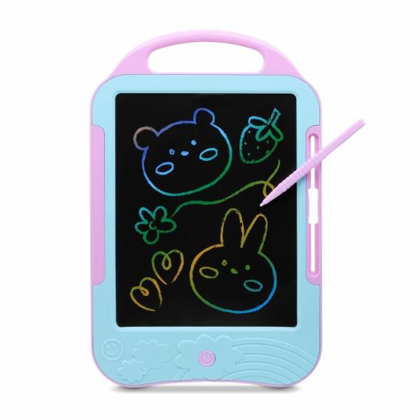 ,, 本体がパステルカラーのかわいい9.5インチLCDカラフルおえかきボードいつでもどこでもカラフルで楽しいおえかき♪スクリーンの大きさは、約9.5インチで小さすぎず大きすぎずハンドル付きで持ち運びに便利！ボタンを押すと、簡単に消せて好きな...