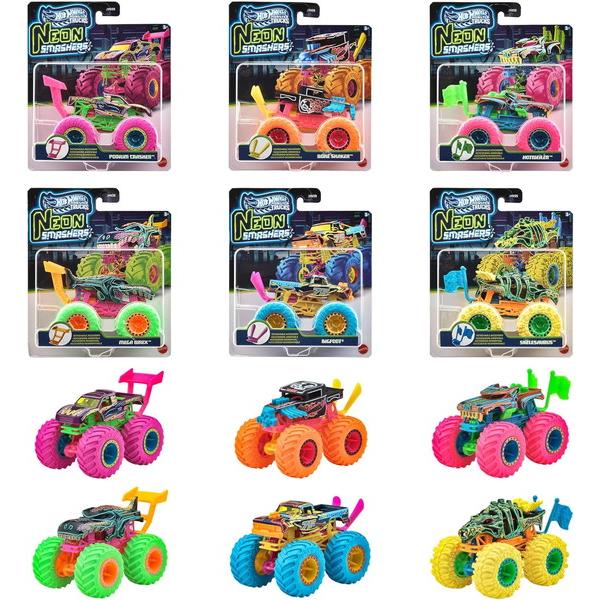 【発売日：2026年07月18日】ホットウィール(Hot Wheels) モンスタートラック ネオンスマッシャーズ アソート 6台セット(各1台) JMV39-986A■メーカー：マテル(MATTEL)